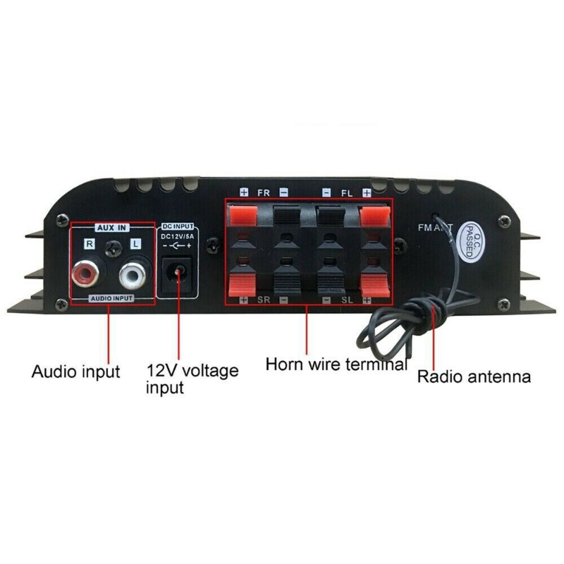 4 Channel Car Amplifier Mini HiFi Digital Stereo Audio Bass Power Amp ...