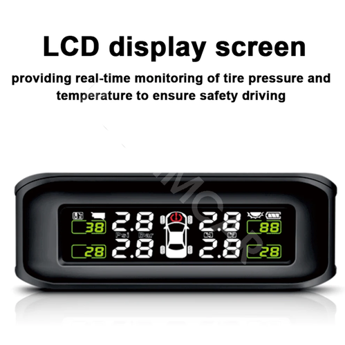 Solar LCD Car Wireless Tire Pressure Temp Monitoring System Alarm TPMS ...