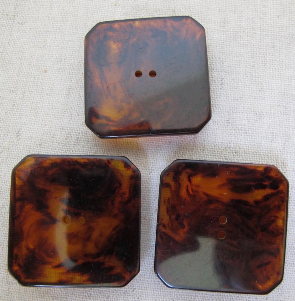 Lot/3 Vintage Square Faux Tortoiseshell Bakelite Buttons 1 1/2" | eBay