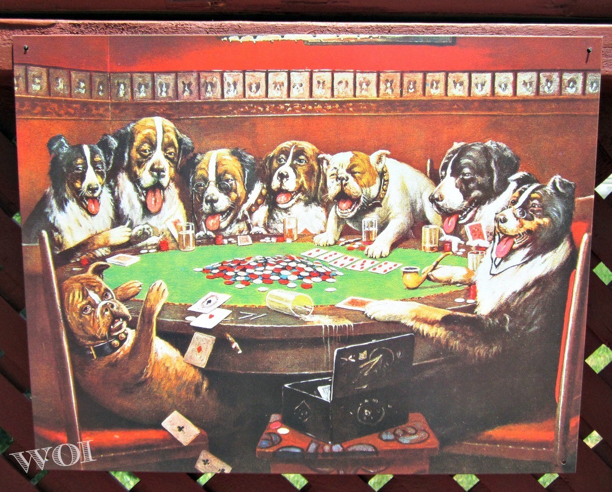 Dogs Poker Night Gambling Hall Card Game Comical Tin Picture Sign ...
