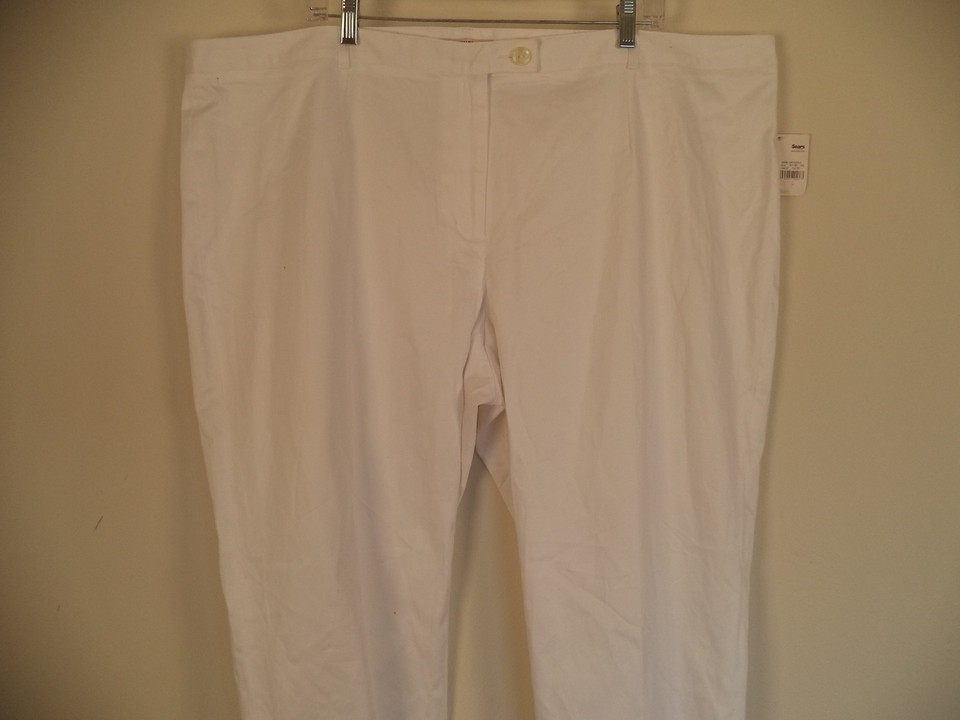 Women's White Covington Stretch Crop Pants. 24W. 97% Cotton / 3% ...