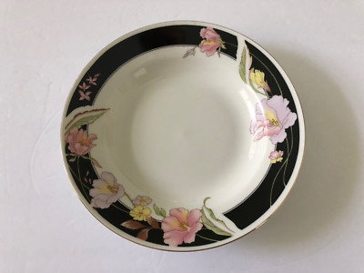 Lynns Fine China Pearl ALICE 8860 Lily Black Floral - 7-7/8" COUPE SOUP ...