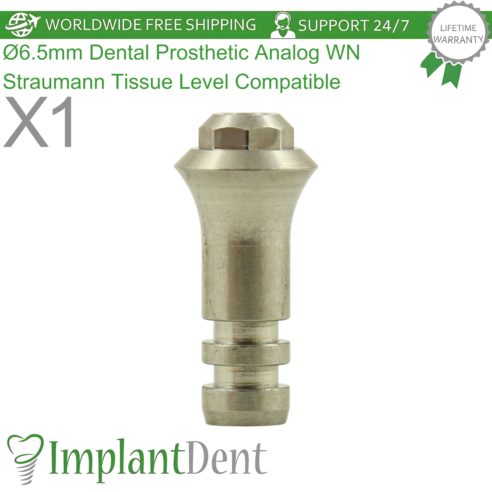 Ø6.5mm Dental Prosthetic Analog WN Straumann Tissue Level Compatible ...