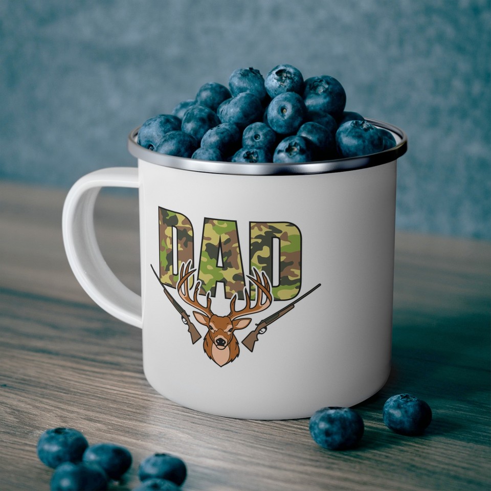 Camo Dad Deer Hunting Coffee Mug Camouflage Enamel Camping Mug for Dads ...