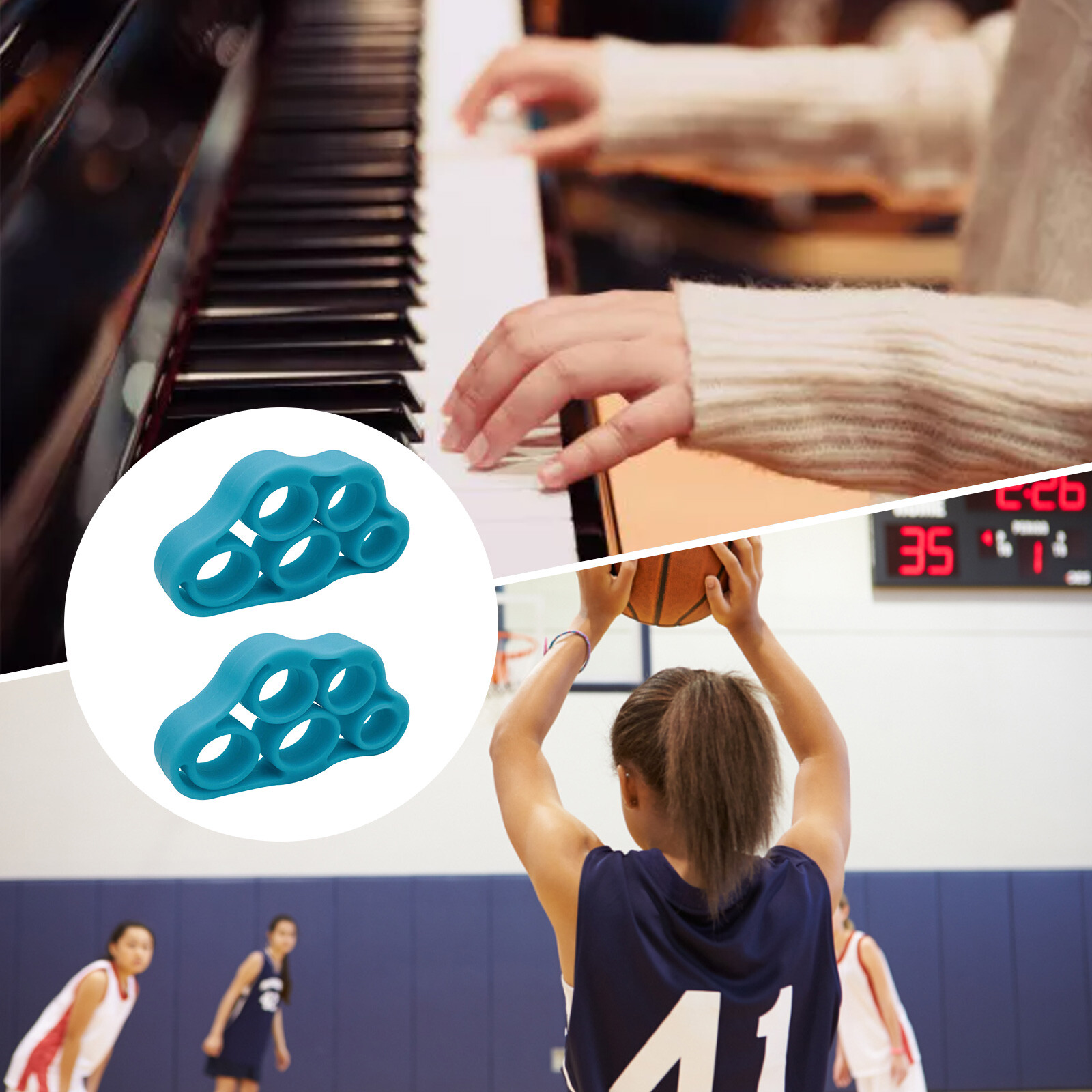 AU 2pcs Finger Strength Trainer Silicone Hand Grips Tension Ring (Lake ...