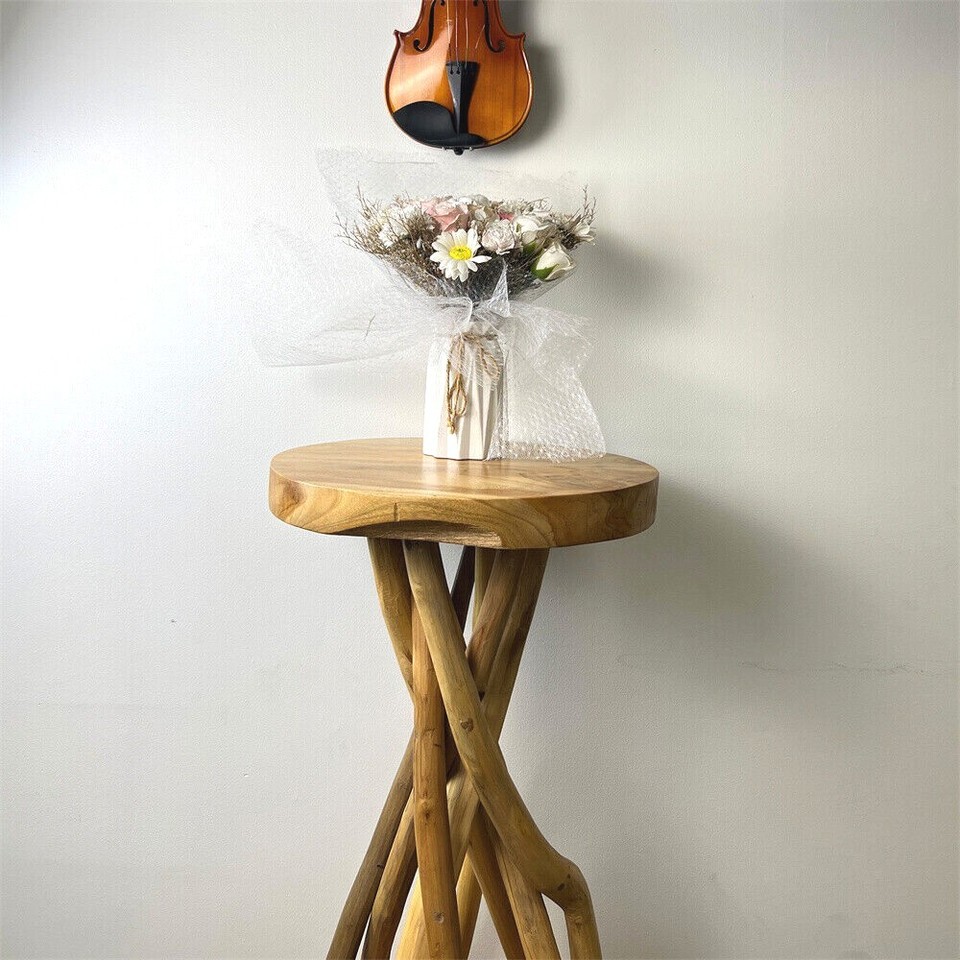 Teak Wood Branch End Table Rustic Side Table Small Accent Table Plant ...