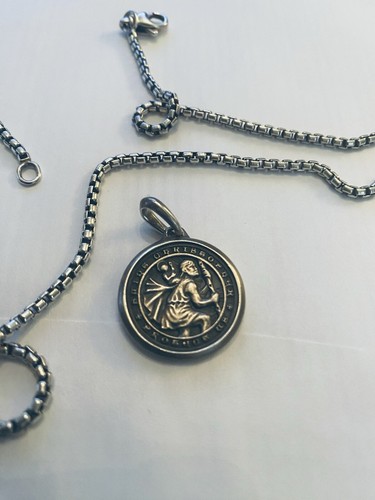 David Yurman Sterling Silver Saint Christopher Chain Amulet Pendant 925 ...