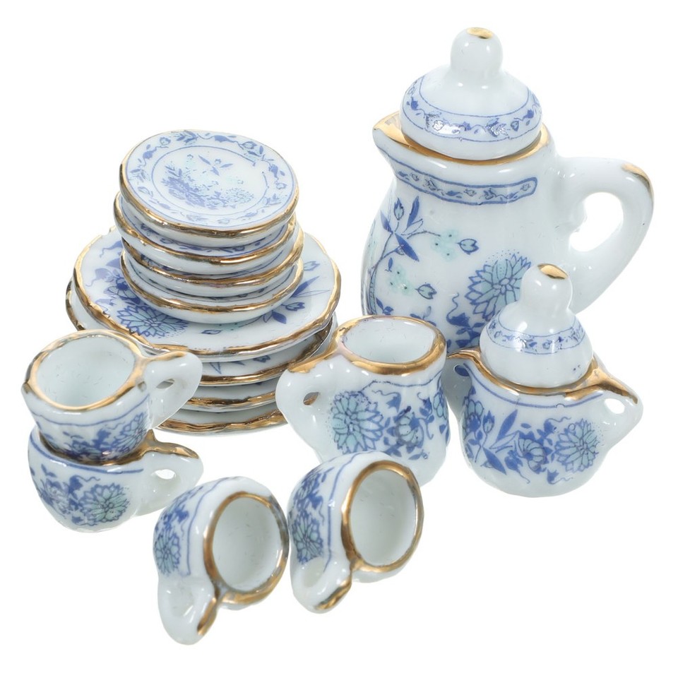 15 PCS Miniature Tea Set Ornament Succulent Pots Gardening Art Decor ...