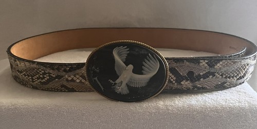 Vtg Genuine Nocola Snake Skin Belt W/ Genuine Incolay Eagle Buckle ...