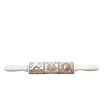 Nativity Pattern Xmas Christmas Wooden Embossing Rolling Pin with 97076 ...