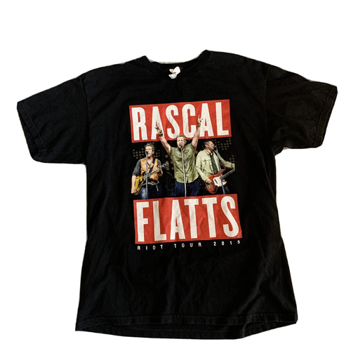 Rascal Flatts T Shirt LARGE Black 2015 Riot Tour Concert Country Band ...