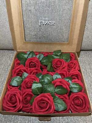 Artificial Flower Box Set Red Rose Floral Bridal Wedding Home Decor 25pcs | eBay
