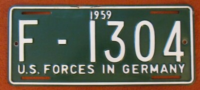 US Forces in Germany 1959 License Plate # F-1304 | eBay