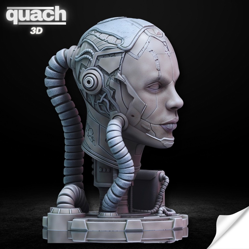Cyborg Bust (Pre Supported) Cyborg Stl File 3D Printing, Cyborg Bust ...