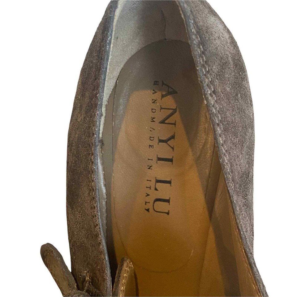 ANYI LU Nancy Made in Italy Brown Suede Leather Double Monk Strap Bootie, SZ 40 | eBay