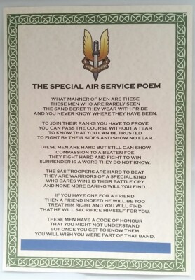 SAS Special Air Service Poem | eBay UK