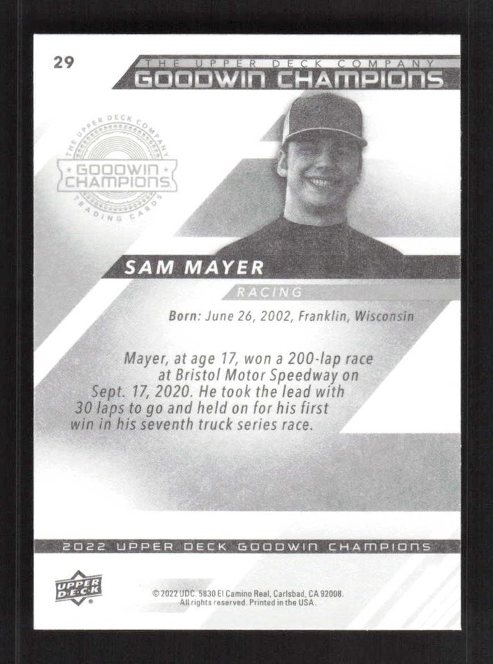 Sam Mayer 2022 Goodwin Champions Racing #29 | eBay