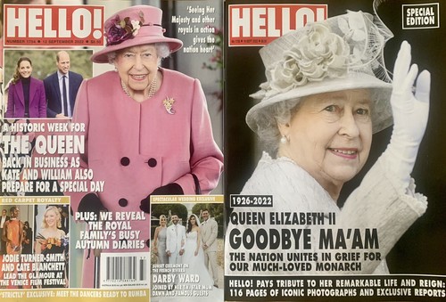 The Queen Elizabeth 11 HELLO! Magazine 2 Issues Goodbye Ma’am Sept 2022 ...