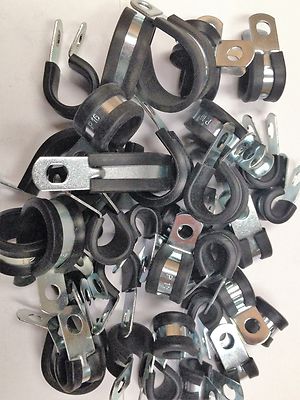 ASSORTED PACK RUBBER LINED P CLIPS ZINC PLATED QTY 50 | eBay UK