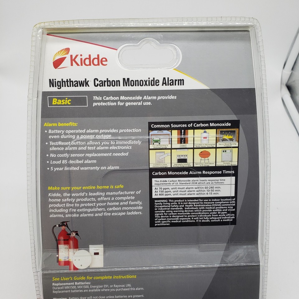 Kidde Carbon Monoxide Detector 9C05 Alarm Battery Operated model KN-COB ...