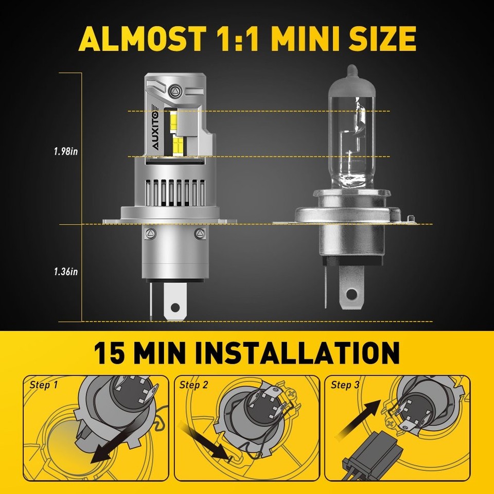 H4 9003 LED Headlight Kit Bulbs Car CANBUS Lamps High Low Beam Bright ...