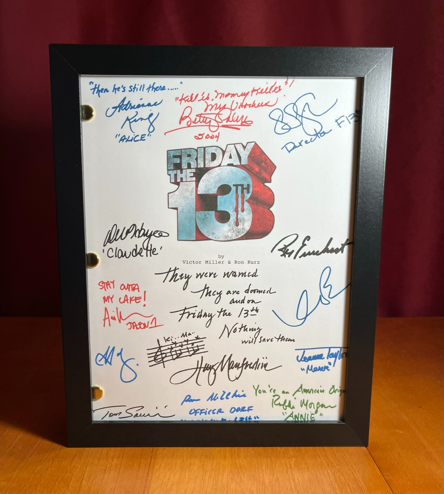 Friday the 13th Script Signed- Autograph Reprints- Jason Voorhees, Mrs ...