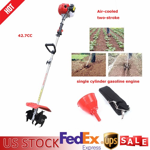 42.7CC 2 Stroke Mini Gas Powered Tiller Cultivator Rototiller Garden ...