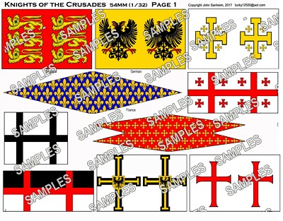 KNIGHTS OF THE CRUSADES FLAG SHEETS - 20 FLAGS - (54mm Size) - NEW | eBay