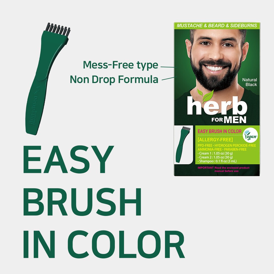 Herb For Men PPD Ammonia Allergy Free Mustache Beard Dye Vegan ...