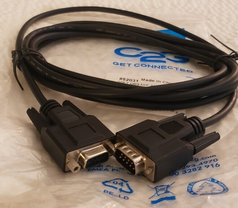C2G #52031 10ft (3m) DB9 M/F Serial RS232 Extension Cable - Black | eBay
