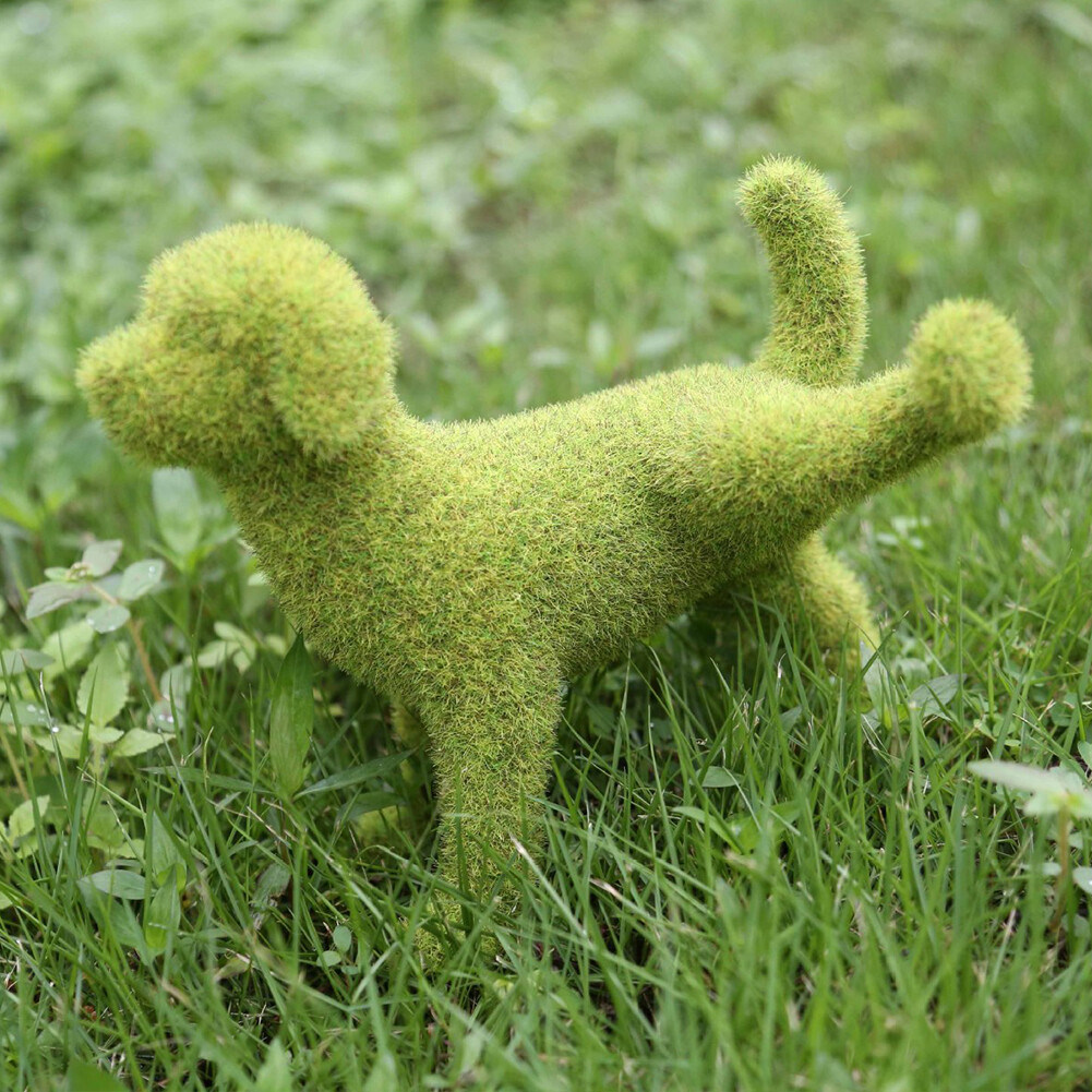 Dog Statue Garden Lawn Figurine Simulation Flocking Fuzzy Office Yard ...