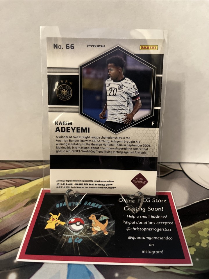 2021-22 Mosaic Soccer Road to FIFA QATAR Karim Adeyemi Mosaic Prizm RC ...