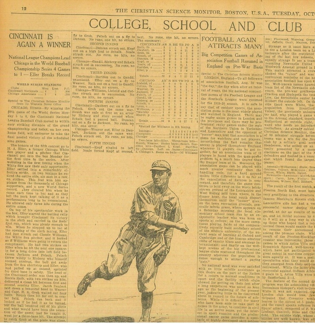 1919 Baseball World Series Chicago Black Sox v Cincinnati Match Fixing ...