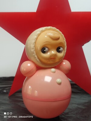VINTAGE DOLL TOY NEVALYASHKA MUSICAL CELLULOID ROLY POLY 70's CCCP USSR ...