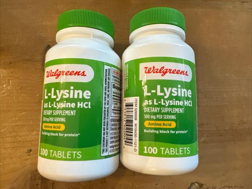 L-Lysine 500 mg 100 Tablets 2 Bottles Walgreens Sealed EXP 10/ 2025 ...