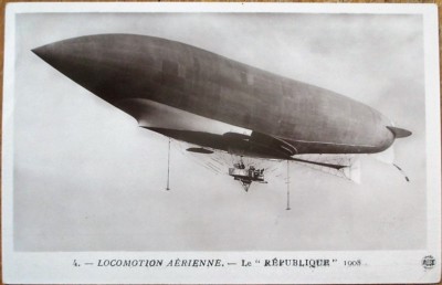 Airship/Dirigible/Blimp 1908 Realphoto French Aviation Postcard: 'Le ...
