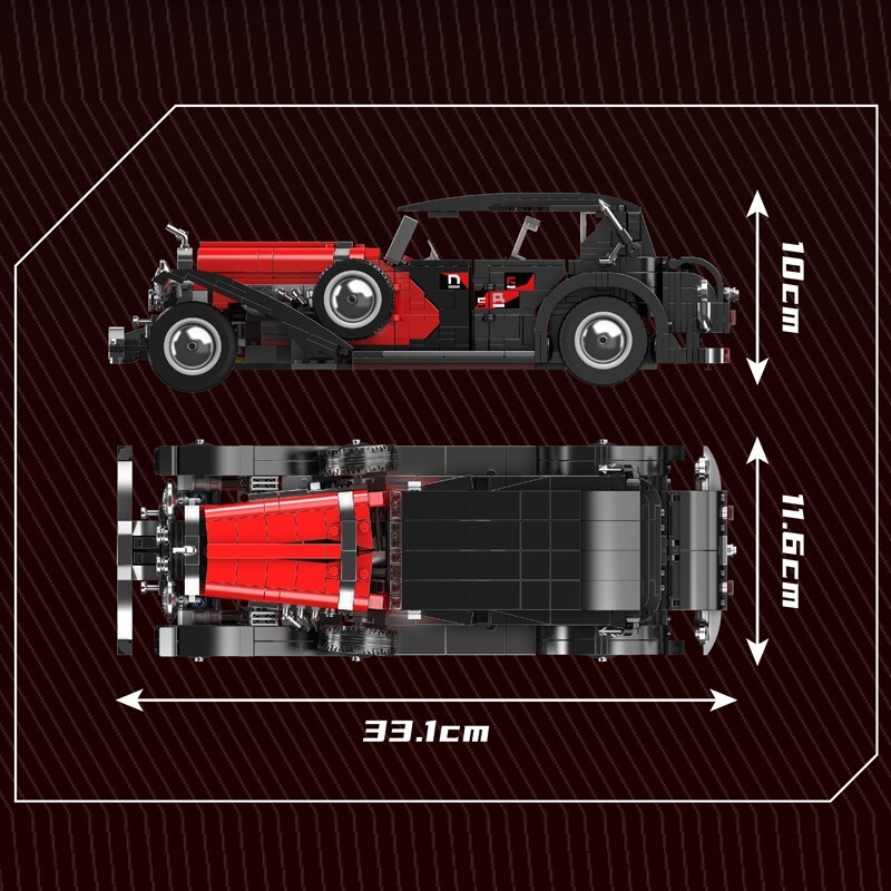 Mould King 10114 Retro Classic Car Building Block Vintage Toy Static ...