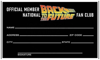 BACK TO THE FUTURE - NATIONAL FAN CLUB MEMBERSHIP CARD - VINTAGE ...