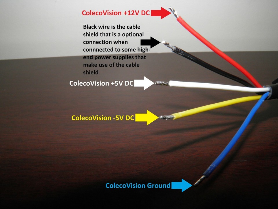 Power cable for Blue Chip, ColecoVision, Spectravideo 318/328, and TI ...