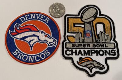 (2) DENVER BRONCOS VINTAGE STYLE EMBROIDERED IRON ON PATCHES 3"x 3” & 4 ...