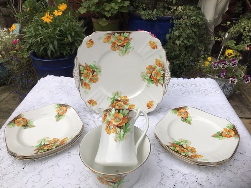 Vintage Phoenix China Tea Set With Orange Floral Design | eBay UK