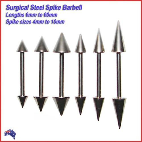 Surgical Steel Barbell Spike Cone 14ga Body Piercing Bar Tongue Ear ...