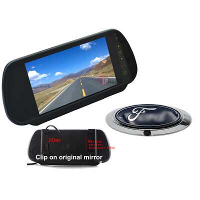 7" Car Rear View Mirror Monitor+Logo Reversing Camera For Ford Ranger ...