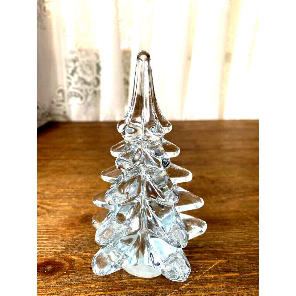 24% Crystal Glass Hand Crafted Art Glass Christmas Tree 4" & 5.5" tall ...