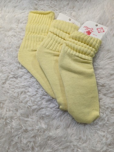NEW Vintage Adult Slouch Socks USA One Size Cotton Dance Yellow 3 Pair ...