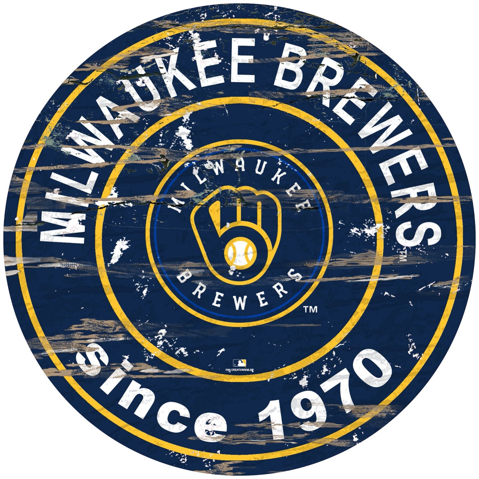 Milwaukee Brewers 24" Sign Round Distressed Established Sign NEW | eBay