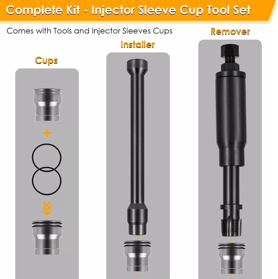 For Caterpillar CAT C7 C9 3126B Injector Sleeve Cup Removal & Install ...
