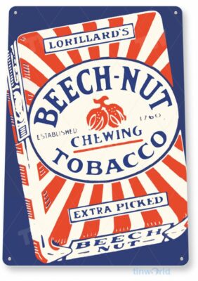 BEECH NUT 11X8 TIN SIGN TOBACCO SNUFF CIGARETTE PIPE TOBACCIANA CIGAR ...
