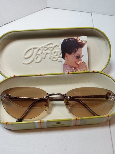 Vintage Brighton Sunglasses Oval Rimless Silver Heart Temple Shining ...