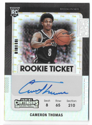 CAMERON THOMAS 2022 PANINI CONTENDERS ROOKIE TICKET 75TH AUTO AUTOGRAPH ...